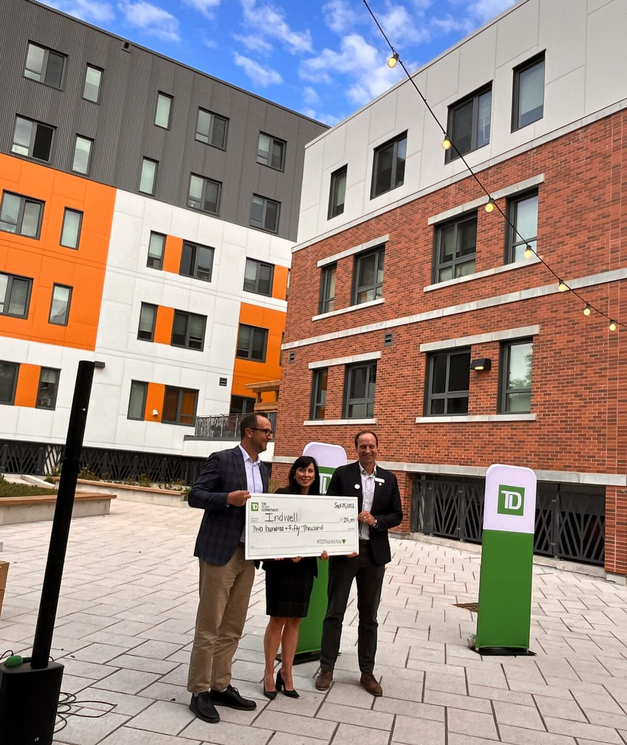 Cheque presentation to Indwell by TD Ready Commitment - Indwell